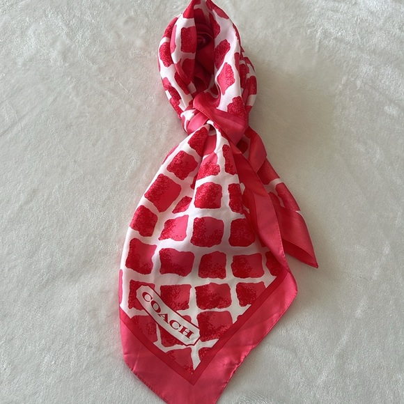 Coach | Accessories | Coach Paint Diamonds Scarf Corralpink 27x27 ...
